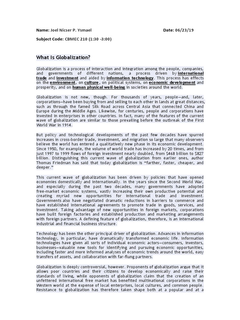 Understanding Globalization: An Analysis of the Key Drivers, Effects ...