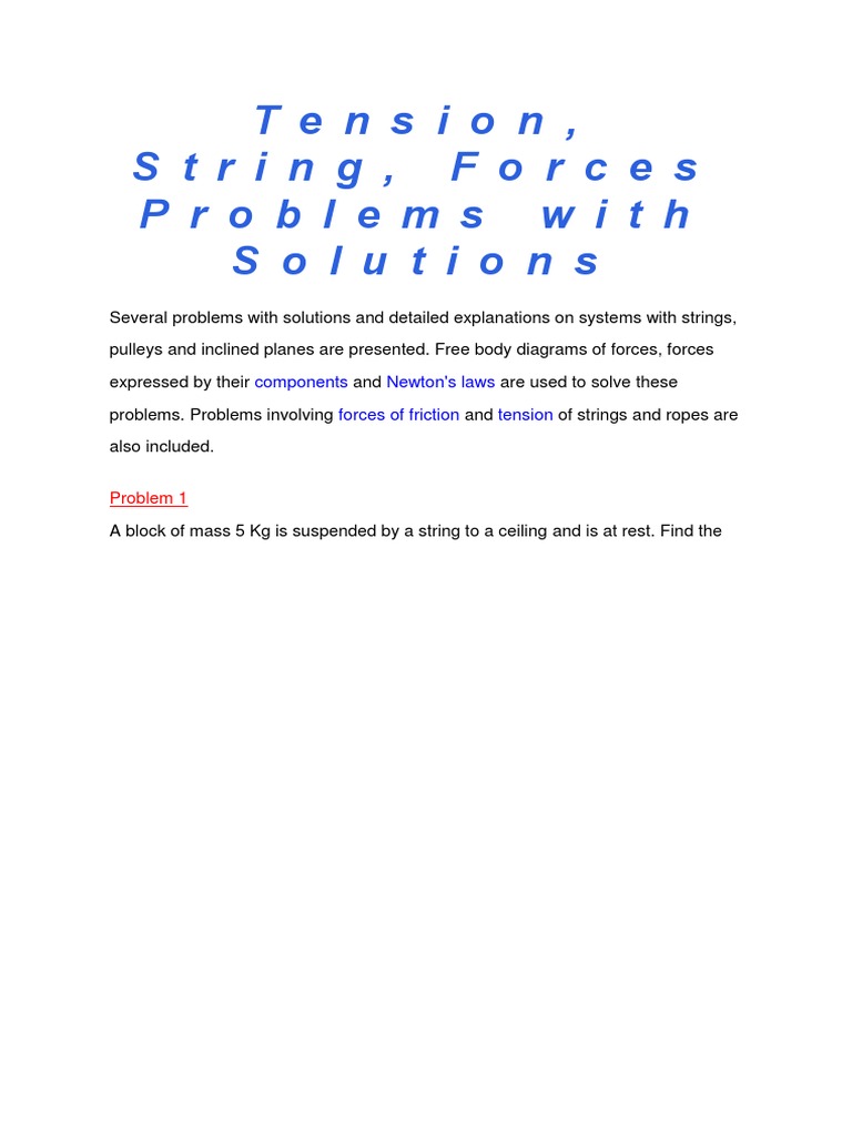 Tension | PDF | Tension (Physics) | Force