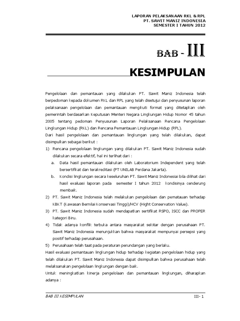 F-Contoh Pelaporan RKL RPL Bab 3 | PDF