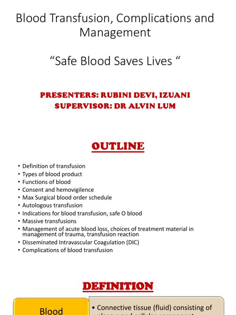 Blood Transfusion, Complications and Management | PDF | Blood ...