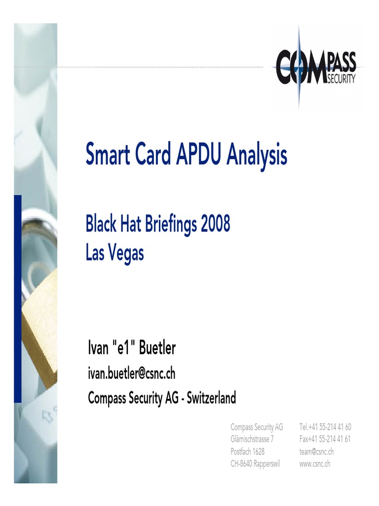Smart Card APDU Analysis: Black Hat Briefings 2008 Las Vegas | PDF ...