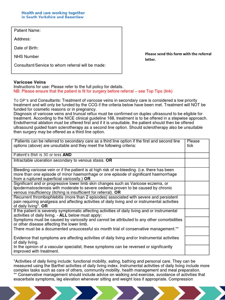 SYB Varicose Veins Checklist | PDF | Varicose Veins | Health Sciences