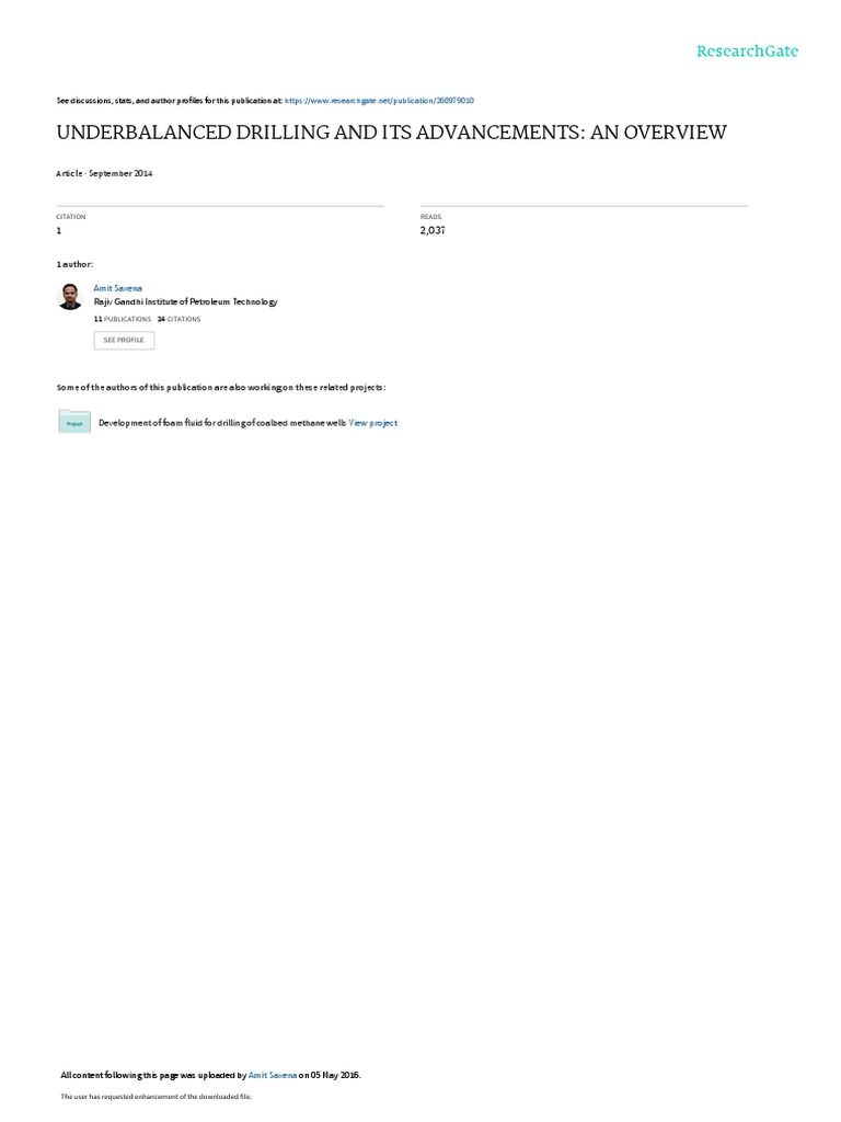 Underbalanced Drilling and Its Advancements: An Overview: September ...