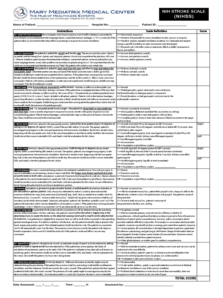 NIHSS | PDF | Symptoms And Signs | Mental Processes