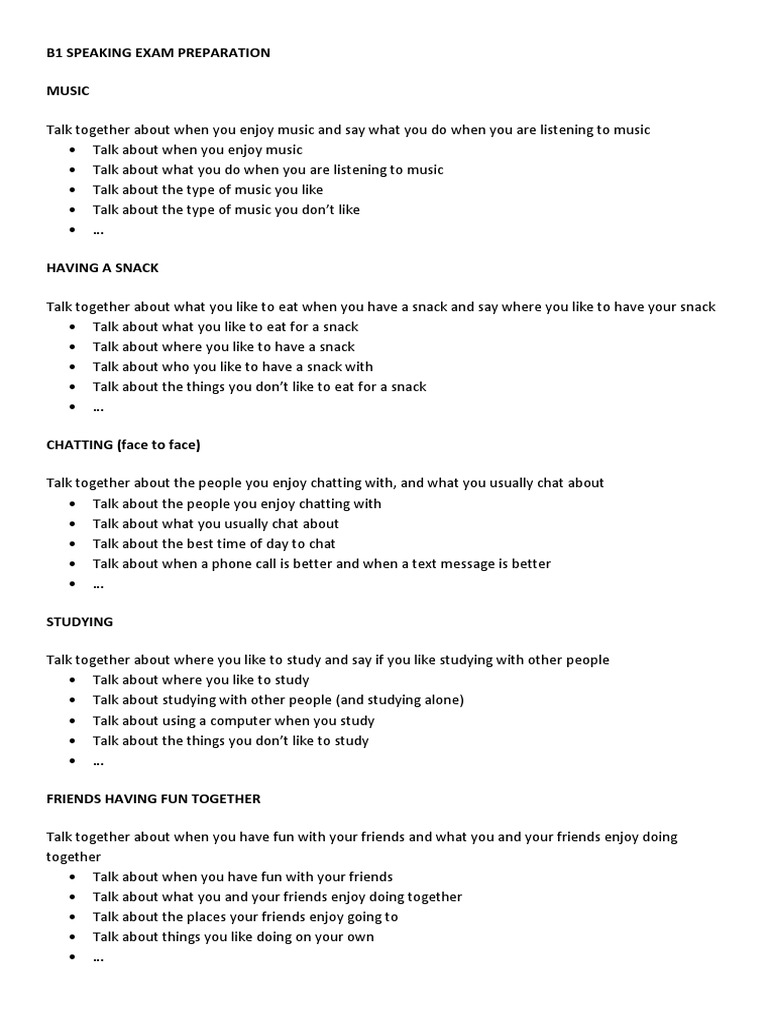 B1 Speaking Exam Part 4 Guide | PDF