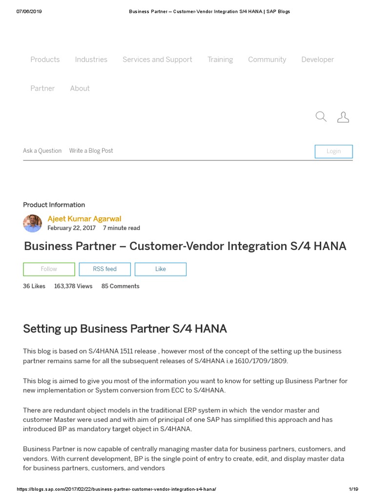 Business Partner - Customer-Vendor Integration S - 4 HANA - SAP Blogs ...