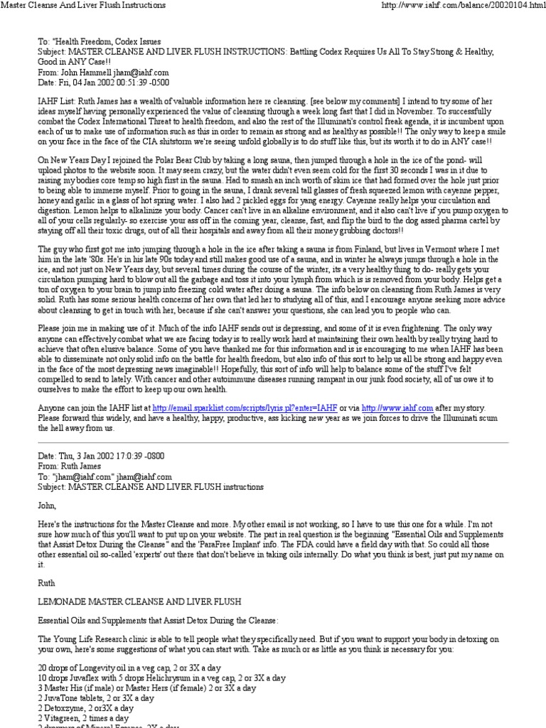 Master Cleanse and Liver Flush Instructions | PDF | Bile | Gallbladder