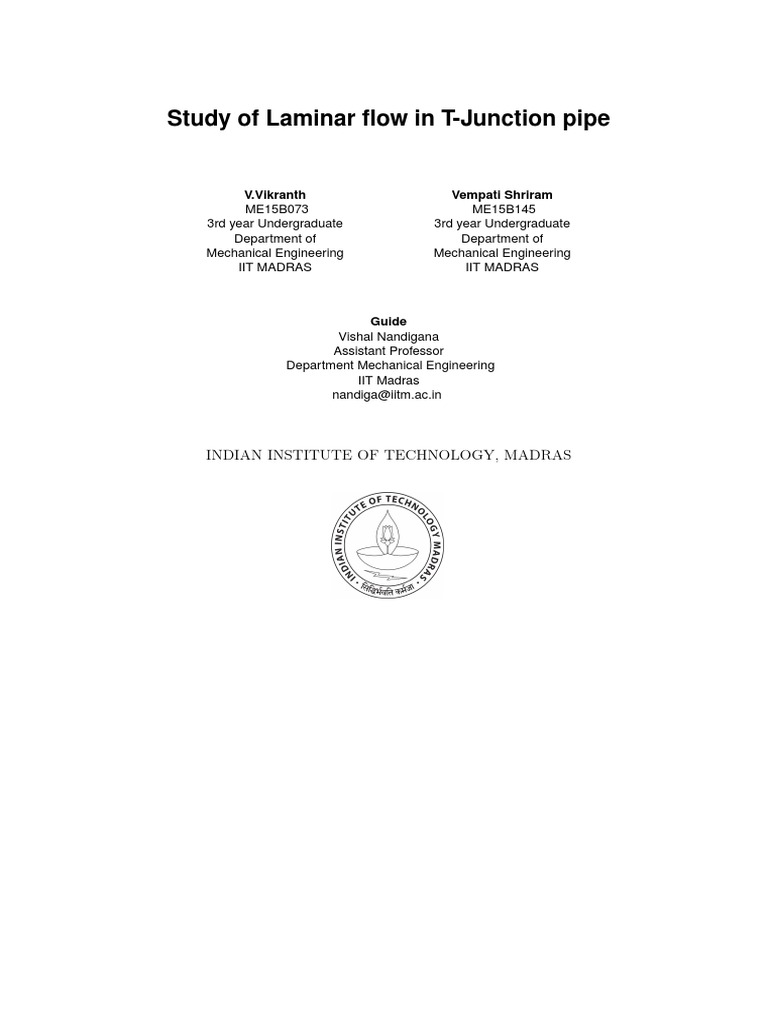 T-Junction Pipe Flow | PDF | Fluid Mechanics | Reynolds Number