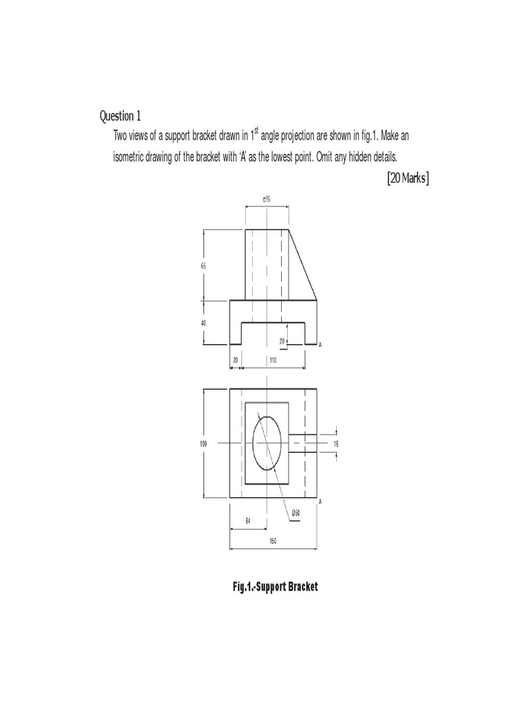 Isometric Drawing of Support Bracket | PDF | Teaching Methods & Materials