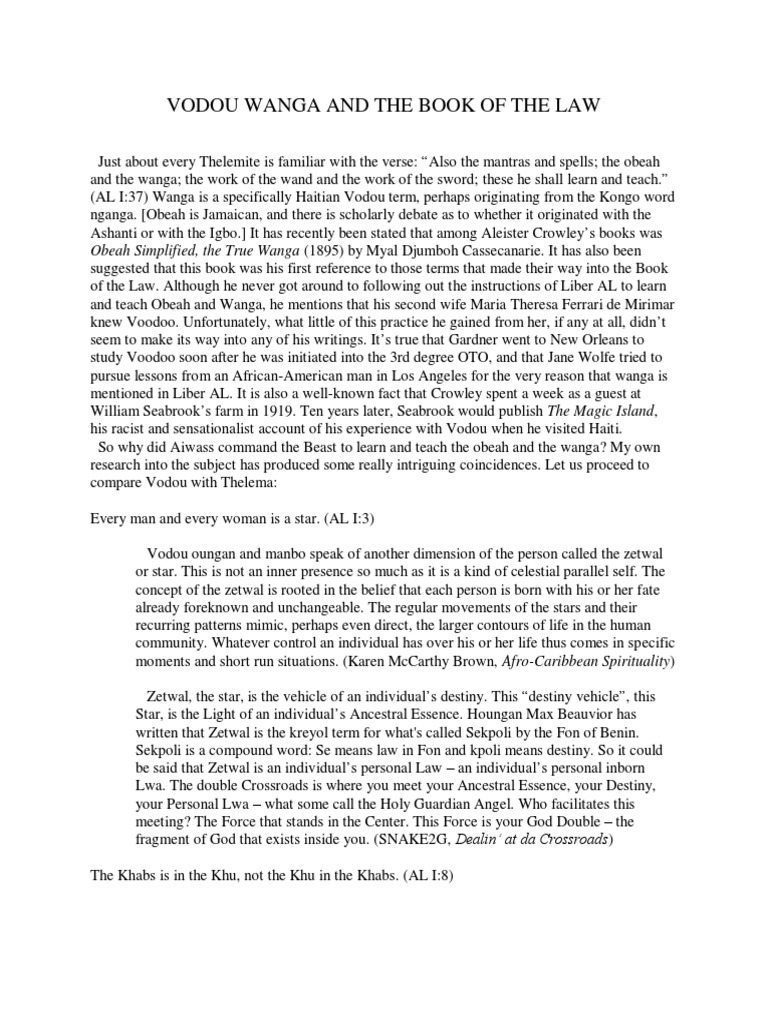 Vodou Wanga and The Book of The Law | PDF | Haitian Vodou | Religion ...