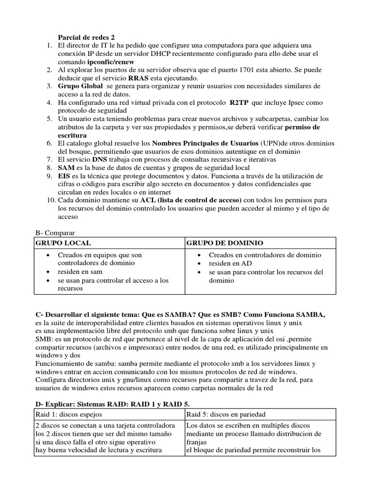 Parcial Redes II | PDF | Red de computadoras | Telecomunicaciones