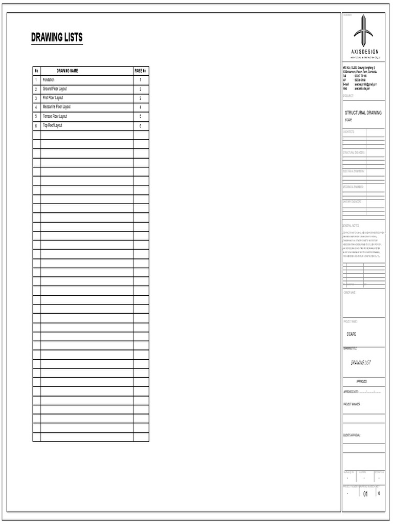 Drawing Lists | PDF | Architect | Real Estate Law