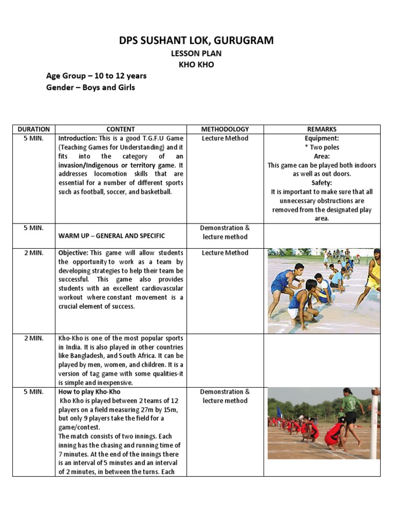 Kho Kho Lesson | PDF | Teams | Sports