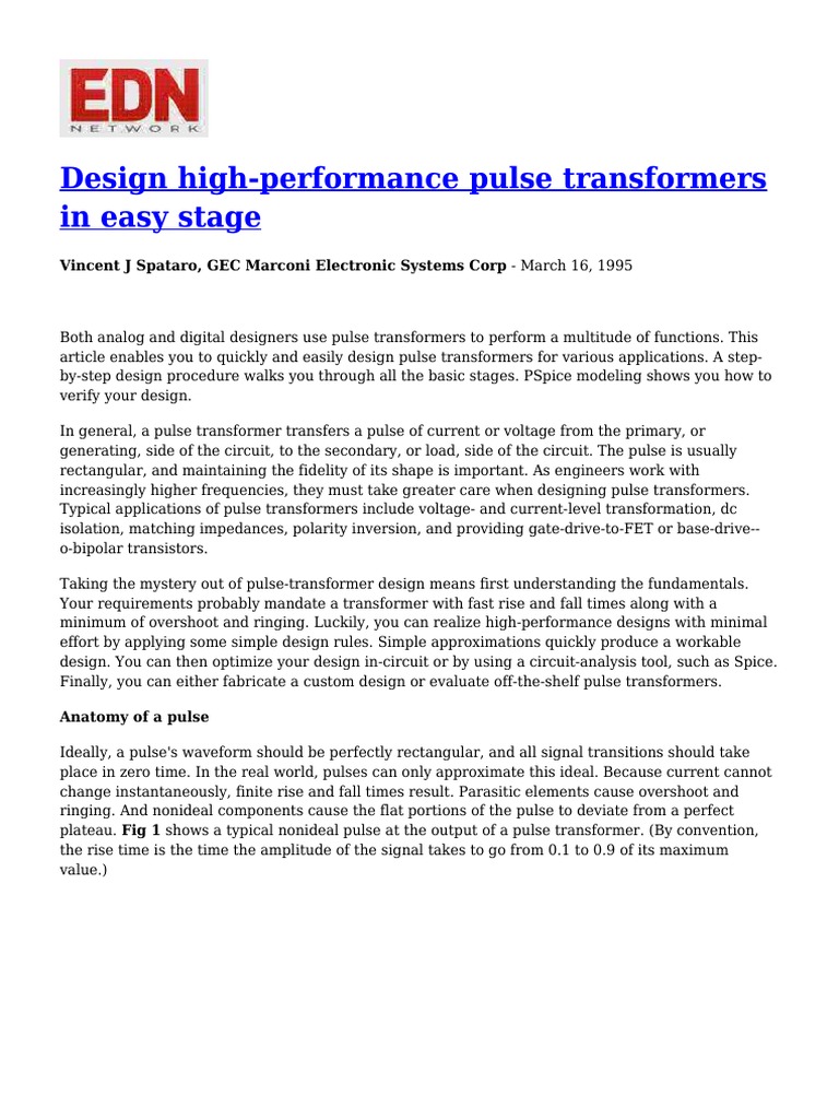 Design High Performance Pulse Transformers in Easy Stage | PDF ...