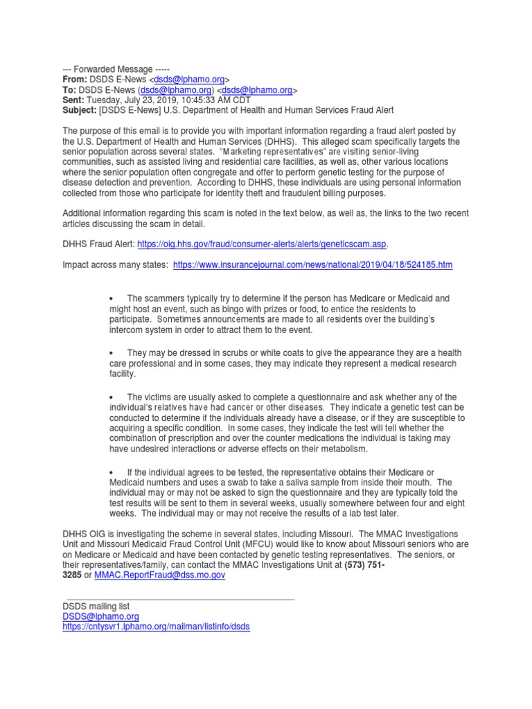 Scam Alert | PDF | United States Department Of Health And Human ...