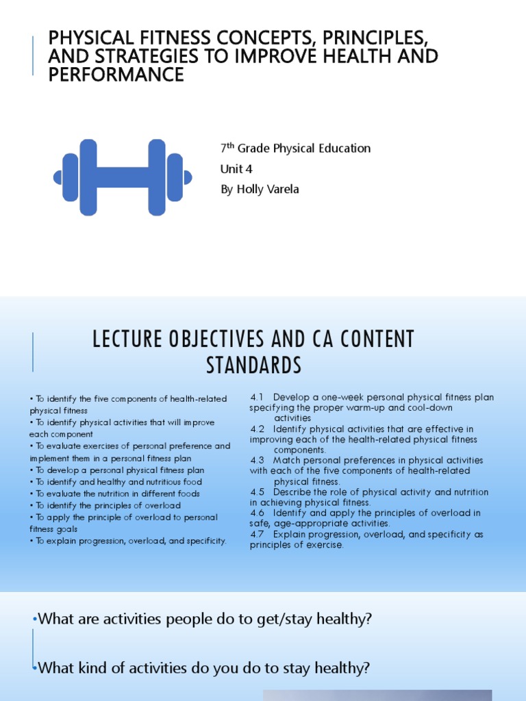 Physical Fitness Concepts, Principles, and Strategies To Improve Health ...