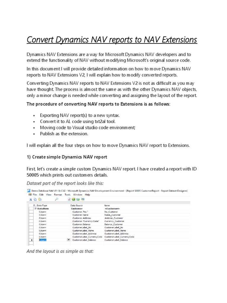 Convert Dynamics NAV Reports To NAV Extensions | PDF | Screenshot ...