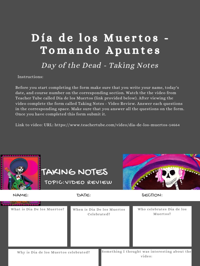Graphic Organizer Dia de Los Muertos - Ruben Villarreal | PDF