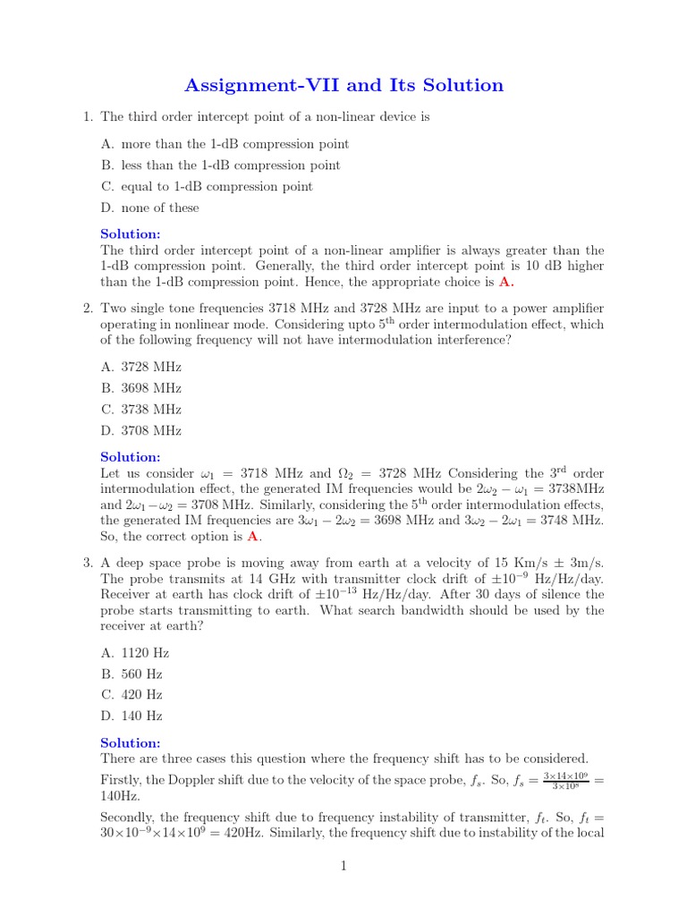 Week 7 Assignment 1 Answers Pdf Decibel Hertz
