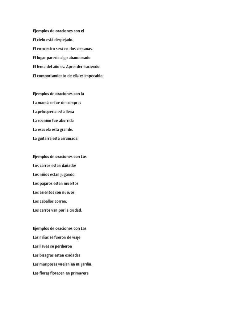 Ejemplos de Oraciones Con El | PDF