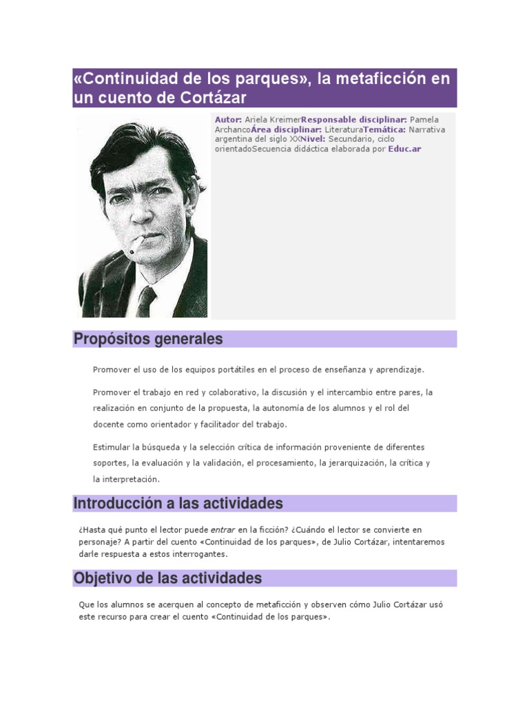 Continuidad de Los Parques | PDF | Cuentos | Evaluación