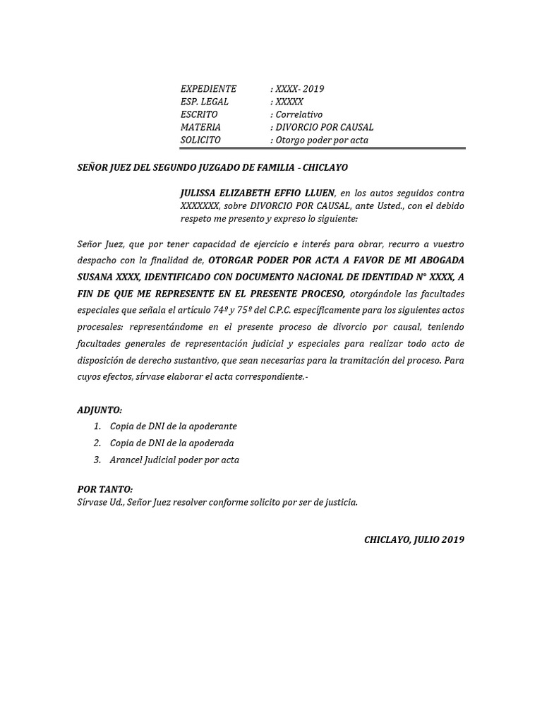 Poder Por Acta - Escrito | PDF