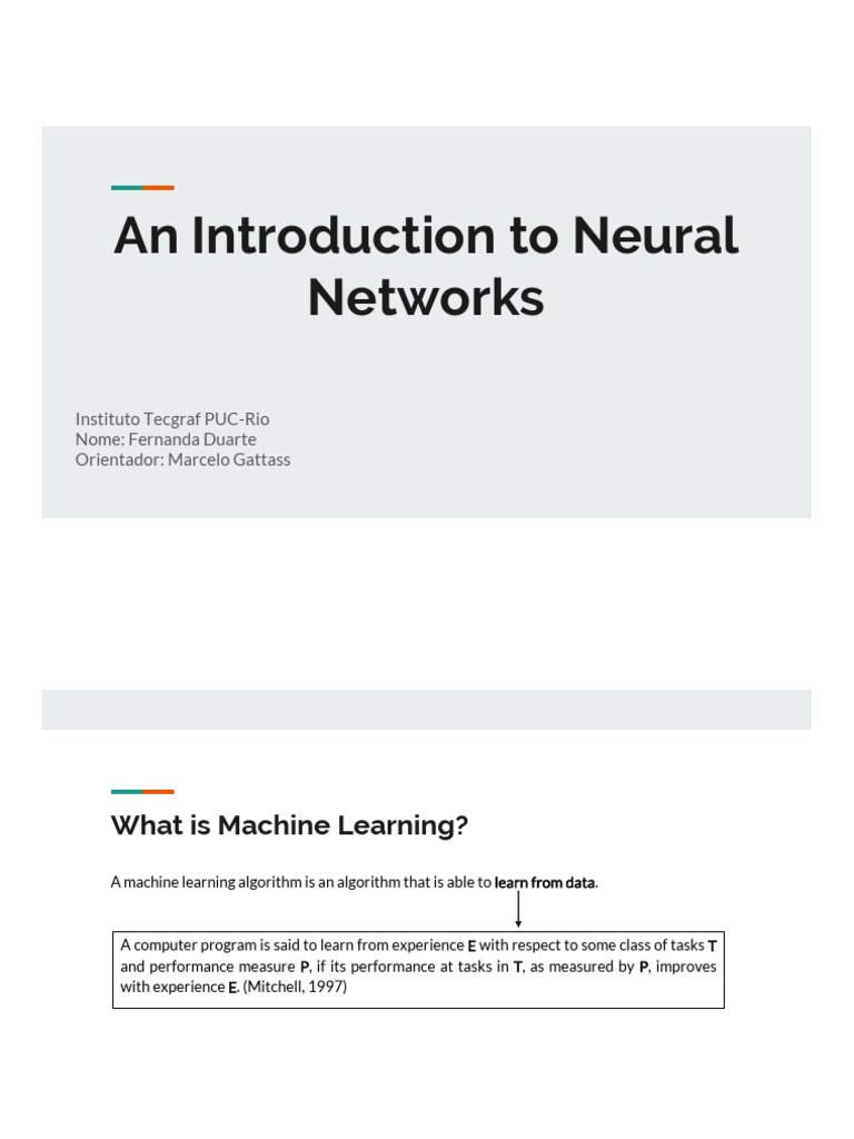 An Introduction To Neural Networks: Instituto Tecgraf PUC-Rio Nome ...