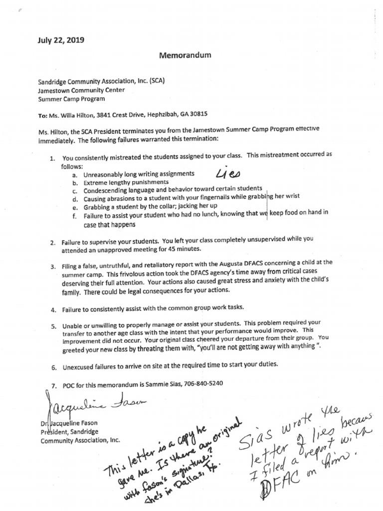 Willa Hilton Letter | PDF
