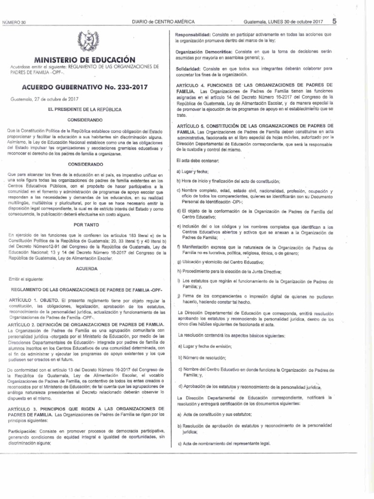 Acuerdo 233-2017 Opf | PDF