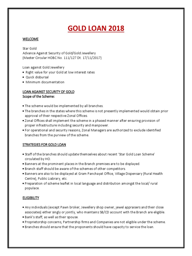 Gold Loan 2018 | PDF | Loans | Credit