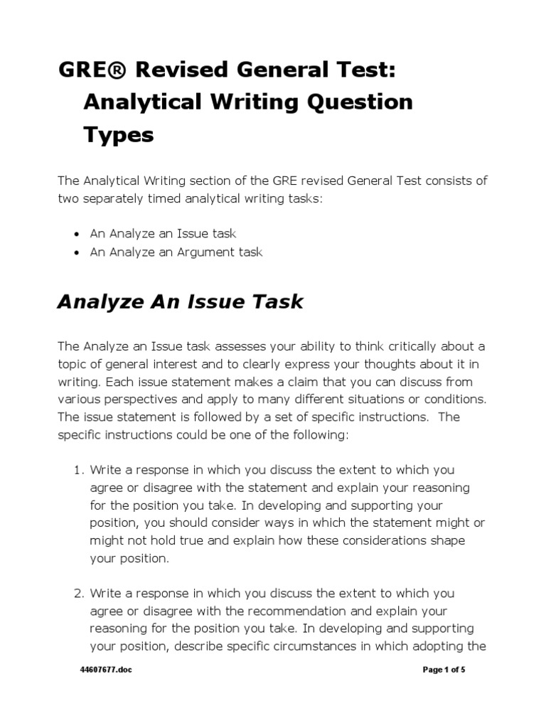 Test Taker GRE Analytical Writing Samples | PDF | Graduate Record ...