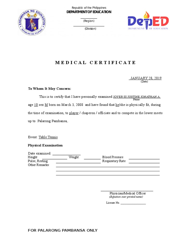 Medical Certificate: To Whom It May Concern | PDF