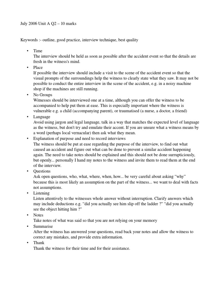 Effective Accident Interview Tips | PDF | Interview | Witness