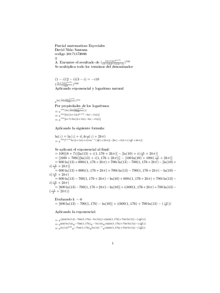 Parcial M | PDF | Funciones especiales | Logaritmo