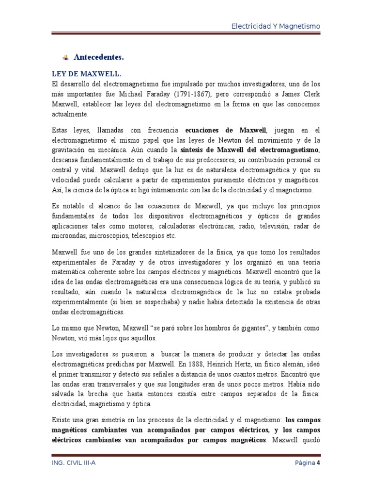 Ley de Maxwell | PDF | Campo eléctrico | Campo magnético