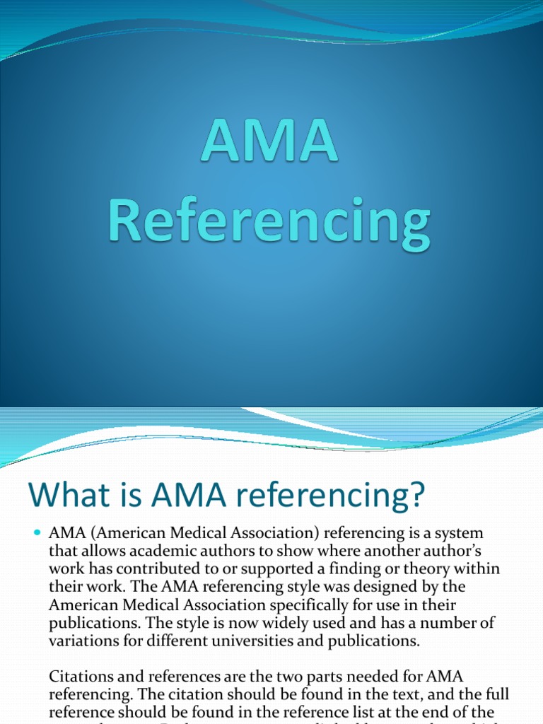 AMA Referencing | PDF | Citation | Medicine