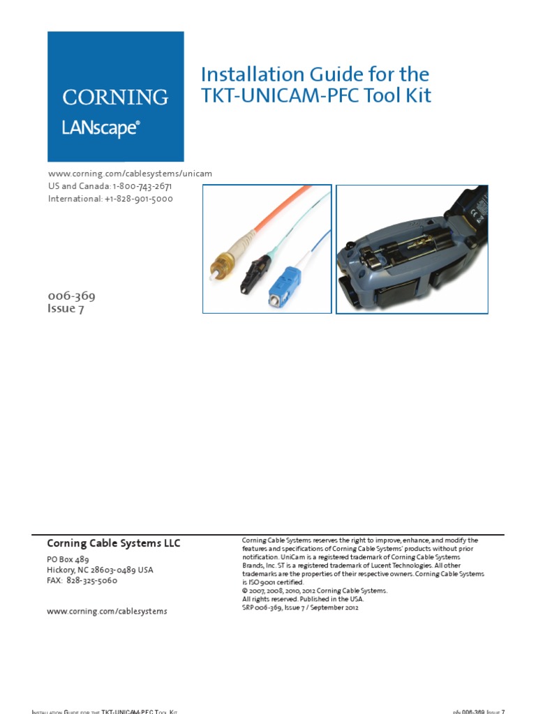 Installation Guide For The Tkt-Unicam-Pfc Tool Kit: 006-369 Issue 7 ...