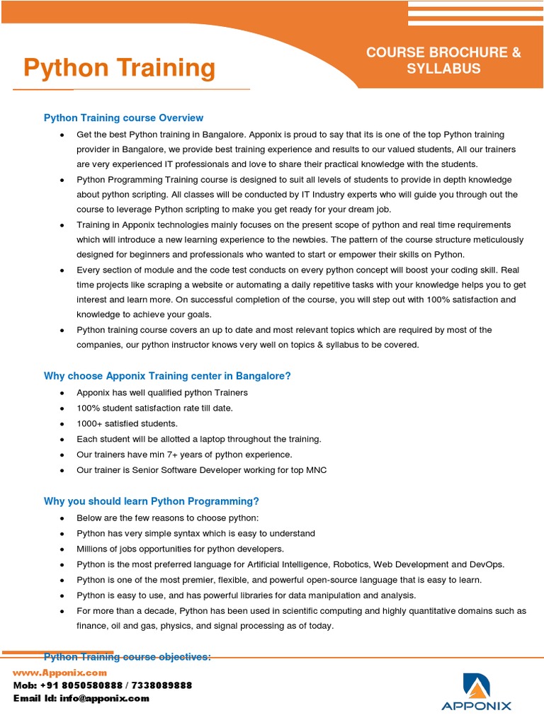 Python Training Courses Content | PDF | Python (Programming Language ...