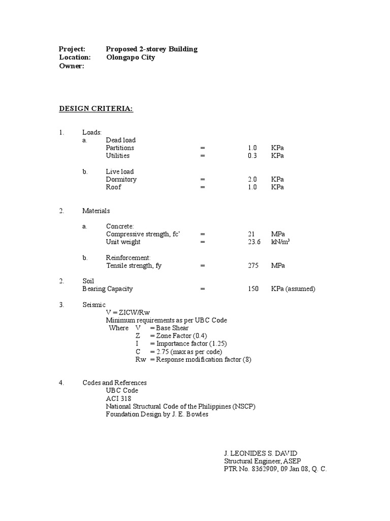 Design Criteria | PDF