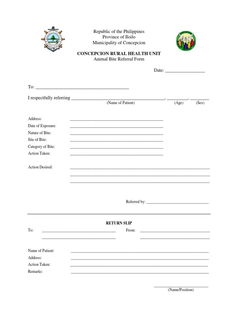 Rural Health Animal Bite Form | PDF