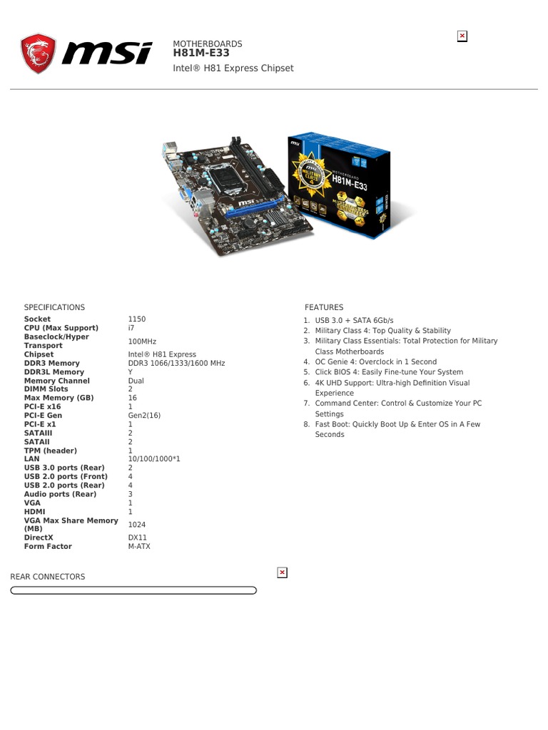 Intel® H81 Express Chipset: Motherboards | PDF