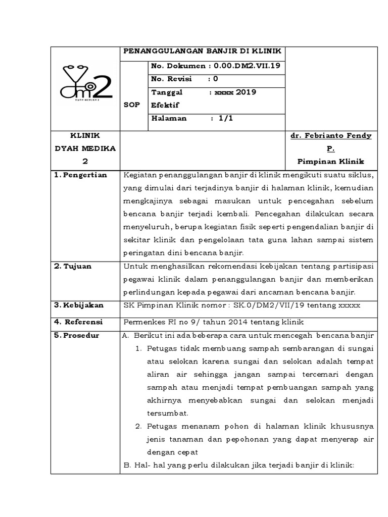 Sop Penanggulangan Bencana Banjir | PDF