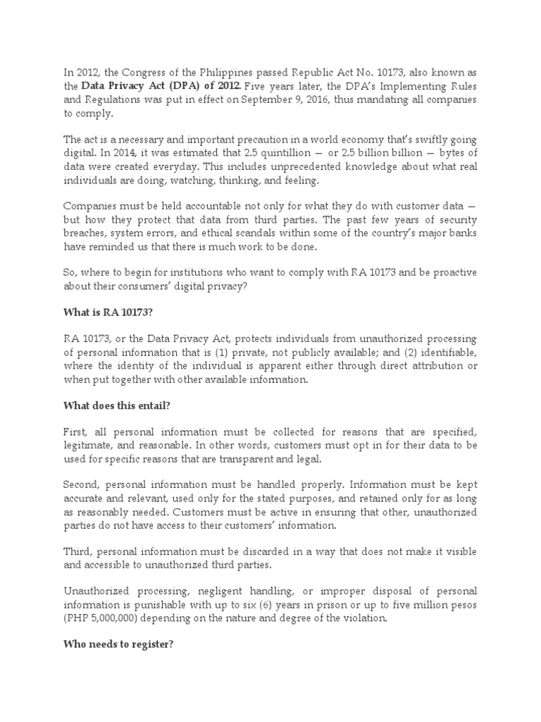 Data Privacy Act Reviewer | PDF | Privacy | Personally Identifiable ...