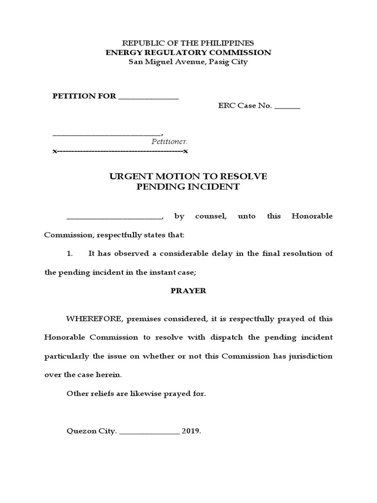 Urgent Motion To Resolve Format | PDF | Virtue | Social Institutions