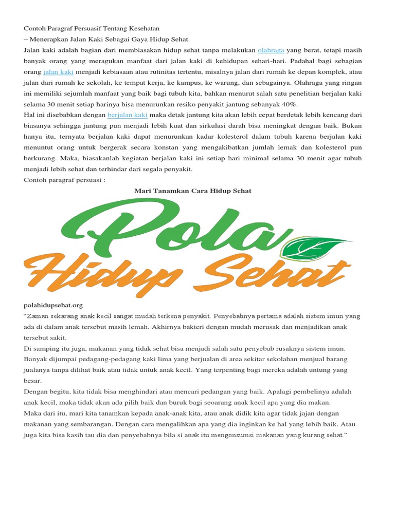 Contoh Paragraf Persuasif Tentang Kesehatan | PDF