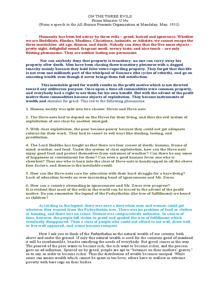 On The Three Evils | PDF