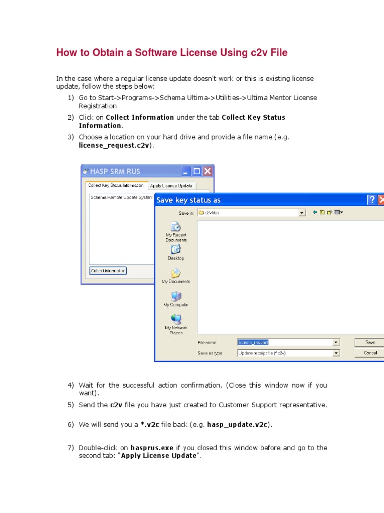 How To Obtain A Software License Using A c2v File Ultima Mentor TEOCO | PDF