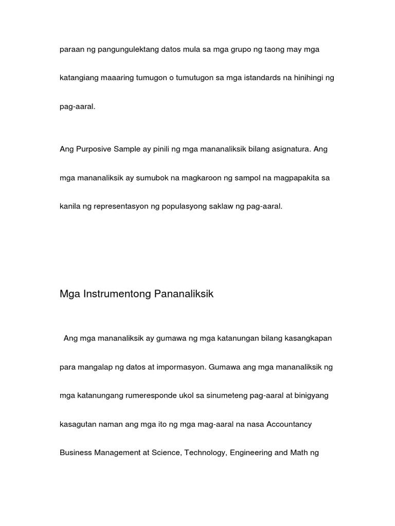 Instrumento Pananaliksik | PDF