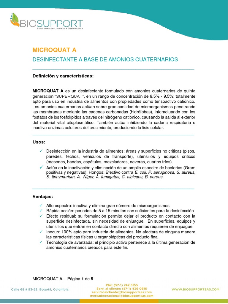 Ft-Cc-Bs 2135 Microquat A | PDF | Tensioactivo | Las bacterias