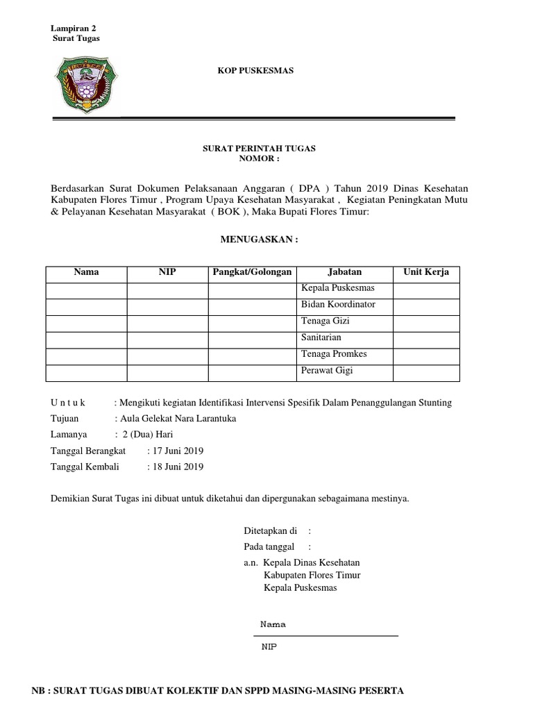 Lampiran ST Dan SPPD Intervensi Stunting | PDF